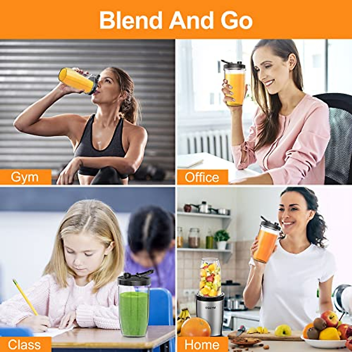 OSEYM 19-in-1 Bullet Blender, Personal Blender for Shakes and Smoothies, 850W Smoothie Blender With 2*20 Oz & 1*10 Oz To-Go Cups, Easy to Clean, BPA-Free (Silver-Black)