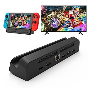 TV Docking Station with 1000M Ethernet for Nintendo Switch,Charging Dock for Nintendo Switch Portable Dock Station,3-Port USB 2.0,USB C to HDMI 4K for Switch, Switch OLED(Not Supported Switch lite)