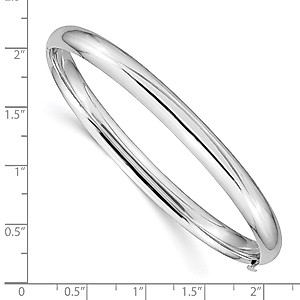 14k White Gold High Polished 6.00mm Hinged Bangle QDB503