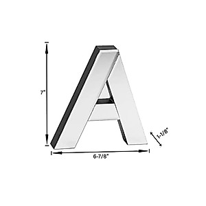 COLLECTIVE HOME - 7-inch Tall Mirrored Glass and Wood Decorative Letter, Home-Bedroom-Office Wall Décor. Perfect Fun Gift to Encourage Girls, Young Ladies & Teens. (A)