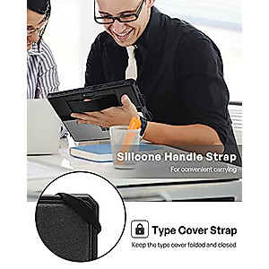 ProCase Case for 12.3" Microsoft Surface Pro 7 Plus, Pro 7, Pro 6, Pro 5, Pro 2017, Pro 4, Pro LTE, Rugged Protective Cover with Pencil Holder, Hand Strap, Compatible with Type Cover Keyboard -Black