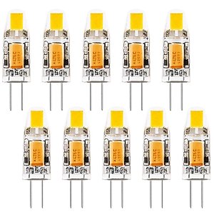 Lxcom Lighting G4 LED Bulb 1W 12V LED Light Bulb T3 10W Halogen Replacement Bulb G4 Bi-Pin Base Warm White 3000k No Flicker for Landscape Lighting,10 Pack