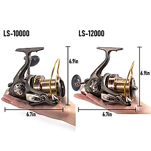 Dr.Fish Long Shot 12000 Spinning Reel, Saltwater Fishing Reel for Surf Fishing, 13+1 BBS, 48LB Max Drag, Ultra High Capacity, Heavy Duty Surf Casting Offshore Trolling Reel Catfish Reel