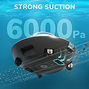 GRENNIX Robotic Pool Vacuum Cleaner - Autonomous Pool Vacuum for Above & In-Ground Pools - Strong Suction, Self-Docking Underwater Skimmer with Top Handle in Arctic Blue