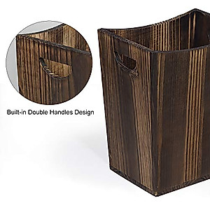 LIANTRAL Wood Trash Can, Waste Basket for Bathroom Office Trash Can Rustic Farmhouse Style Wastebasket Bin Small Wastebaskets for Bathroom, Office, Bedroom, Living Room, Brown
