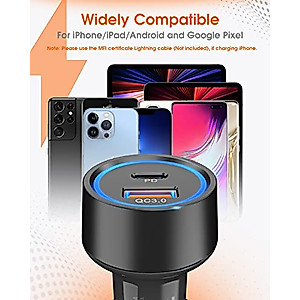 Car Charger, ZeeHoo USB C Car Charger Adapter QC 3.0&PD Dual Port 45W Fast Charging for Apple iPhone 14 13 12 11 Pro Max Mini, Samsung Galaxy S23 Ultra/S22/Z Fold4 Flip 4/S21/Note20/Pixel/LG