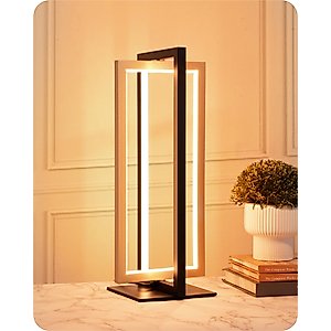 EDISHINE LED Table Lamp, 3 Color Temperatures Bedside Lamp (3000K 4500K 6000K), 750LM Stepless Dimmable Nightstand Lamp for Living Room Bedroom Office, Dual-Frame Rectangle, Angle Adjustable