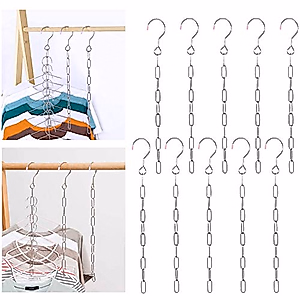 10 Pack Closet Organizer Clothes Hangers Space Saving for Dorm Room Closet Organizers and Storage, Metal Hanger Organizers Bulk Magic Hanger Chains for College Essentials Girls Bedroom Organization