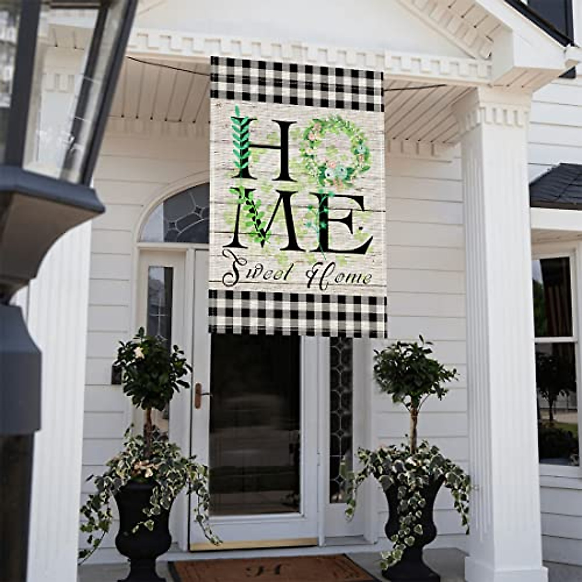 Spring Garden Flag Home Sweet Home Buffalo Plaid Decor Farmhouse Rustic 12x18 Double Sided Burlap Vertical Yard Decor Patio Lawn Outdoor Decorate(HOME)