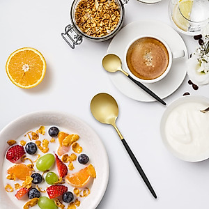 Zalaxt Gold Silverware Set, 24-Piece Stainless Steel Flatware, Flatware Set for 6, Knife Fork Spoon, Home Dinnerware Tableware Set for 6, Cutlery Set, Include Knives/Forks/Spoons