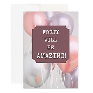 Christian 40th Birthday Card, Happy Birthday Card for 40th Christian Birthday (Single Card)
