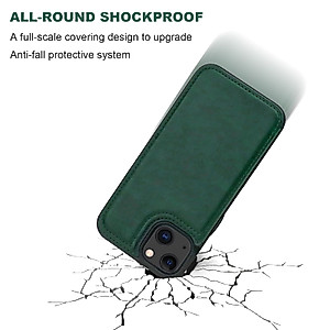 Onetop Compatible with iPhone 13 Mini Wallet Case with Card Holder, PU Leather Kickstand Card Slots Case, Double Magnetic Clasp and Durable Shockproof Cover 5.4 Inch (Green)