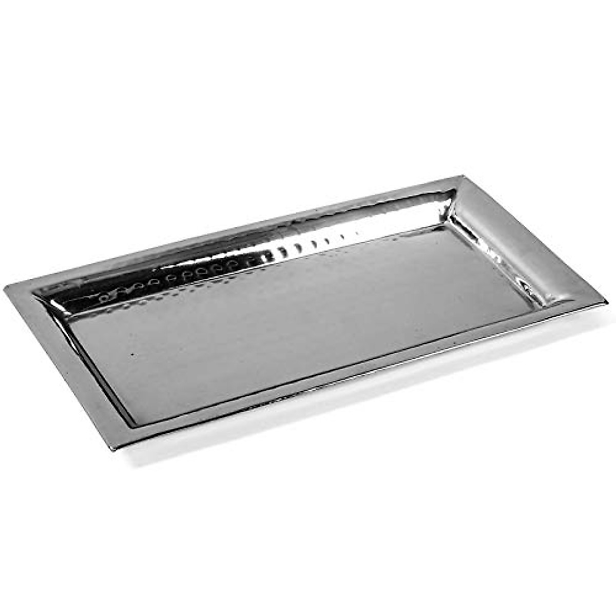 Colleta Home Silver Hammered Trays - Silver Serving Trays and Platters - Appetizer Tray - Chrome Platters (2 Pack Rectangle Platters)