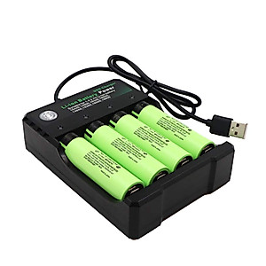 18650 Battery Charger 4 Bay, 18650 Charger for 3.7V Li-ion TR IMR 10440 14500 16650 18650 16340(RCR123) Batteries (Battery not Included)