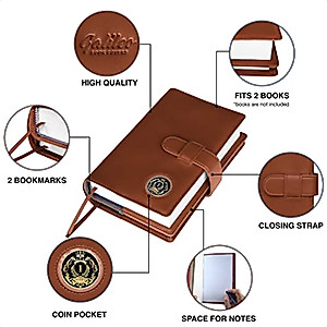 Genuine Leather Double AA Big Book Cover & 12 Steps & 12 Traditions | Medallion Holder | by Galileo | Perfect Gift | Alcoholics Anonymous (Genuine Leather, Hazelnut)