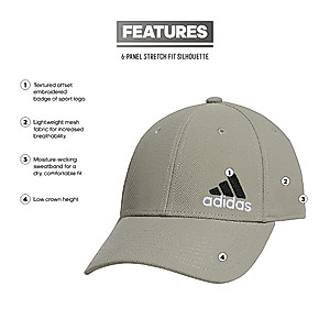 adidas Men's Release 3 Structured Stretch Fit Cap, Silver Pebble Grey/Black/White, Large-X-Large