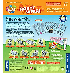 Thames & Kosmos Kids First: Robot Safari - Introduction to Motorized Machines Science Experiment Kit for Ages 5 to 7, Build 8 Robotic Animals Including A Unicorn, Llama, Narwhal & More