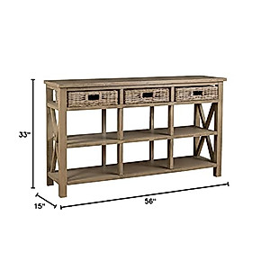 EAST at MAIN Dillman Rectangular Mahogany and Rattan Sideboard, Brown, (56x15x33)