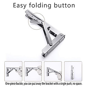 Folding Shelf Brackets, Max Load 300 lb, Heavy Duty Stainless Steel Collapsible Wall Mounted Shelf Brackets for Table, Space Saving DIY Bracket, Pack of 2 (2, Foldable 12")