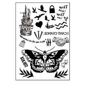 Harry Inspired Temporary Tattoo Bundle Harry Costume Cosplay Tats With Butterfly, Ship, And Nail Pattern Body Paint Styles Tattoos