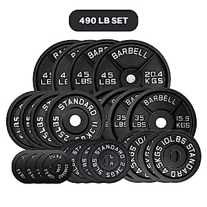 HAJEX Cast Iron Olympic Weight Plates Set 2 inch - Pairs of 2.5 LB, 5 LB, 10 LB - Weights Set 35 LB