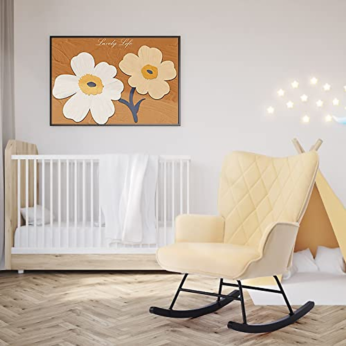 Ailisforest Modern Rocking Chair Nursery, Upholstered Nursery Glider Rocker for Mom and Baby, Nursery Glider & Ottoman Sets with Glider Chair for Living Room/Bedroom-Beige