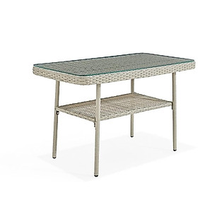Windham All-Weather Wicker Outdoor 26" H Cocktail Table with Glass Top