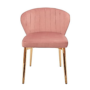 CangLong Mid Century Velvet Upholstered Side Chair with Metal Legs Set of 1,Pink