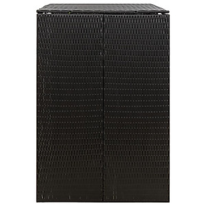 vidaXL Double Wheelie Bin Shed Outdoor Patio Recycling Dustbin Trash Cover Store Garden Wheelie Bin Storage Black 140x80x117 cm Poly Rattan