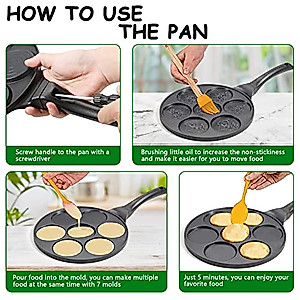 KRETAELY Nonstick Pancake Pan Pancake Griddle With 7-mold Design Mini Pancake Maker With 100% PFOA Free Coating-black