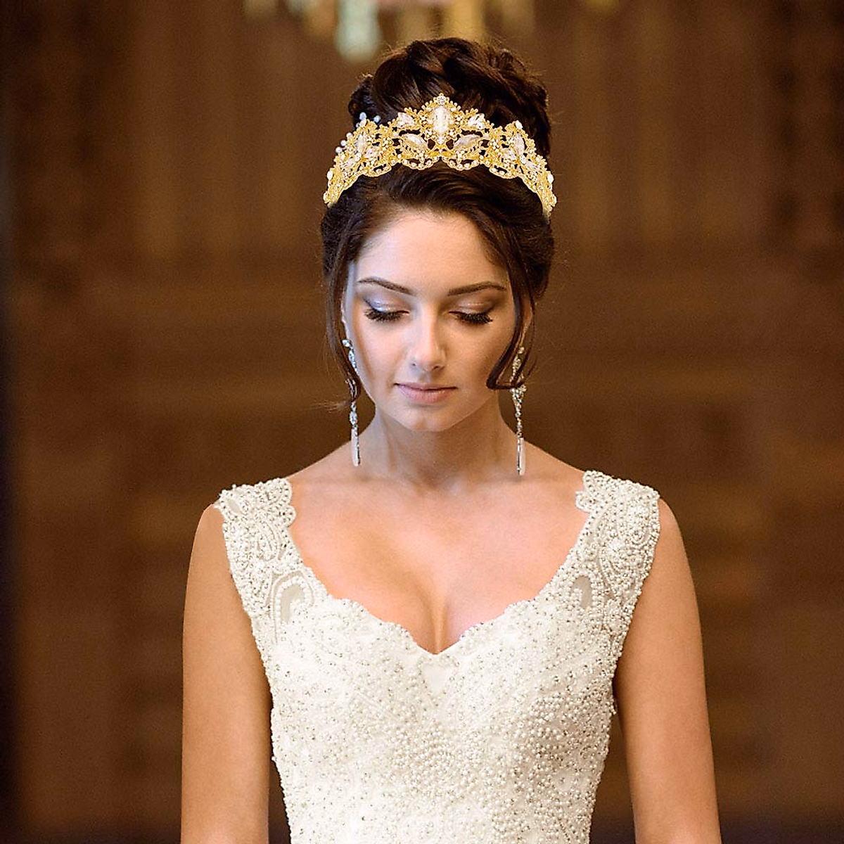 NODG Gold Tiaras Crowns for Women Girls Tiara with Comb Baroque Crystal Crowns for Bridal Queen Princess Girls at Wedding Birthday Pageant Party