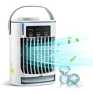 Desktop Cooling Fan - 500ml water tank Small Ac Unit - Small Portable Ac USB Charging, 3 Mist Modes, Camping Air Conditioner for Home Room Camping Car Office