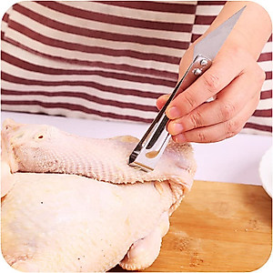 TorSor 5 Pack 2in1 Fish Bone Tweezers Chicken Meat Feather Remover Puller Seafood Tool Poultry Scissors Knife Intestine Cutter Kitchen Slant Pliers Debone Salmon Catfish Bass Hair Plucker Clip