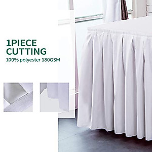 Surmente Tablecloth 14 ft Polyester Table Skirt for Weddings, Banquets, or Restaurants(White) … …