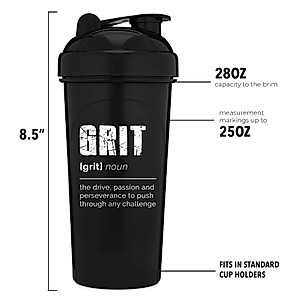[4 Pack] 28oz Protein Shaker Bottle with Motivational Quotes (Black, White, Silver, Gold) |Shaker Cup with 4x Wire Mixers | Shaker for Protein Mixes Pack is BPA Free, Leak Proof and Dishwasher Safe