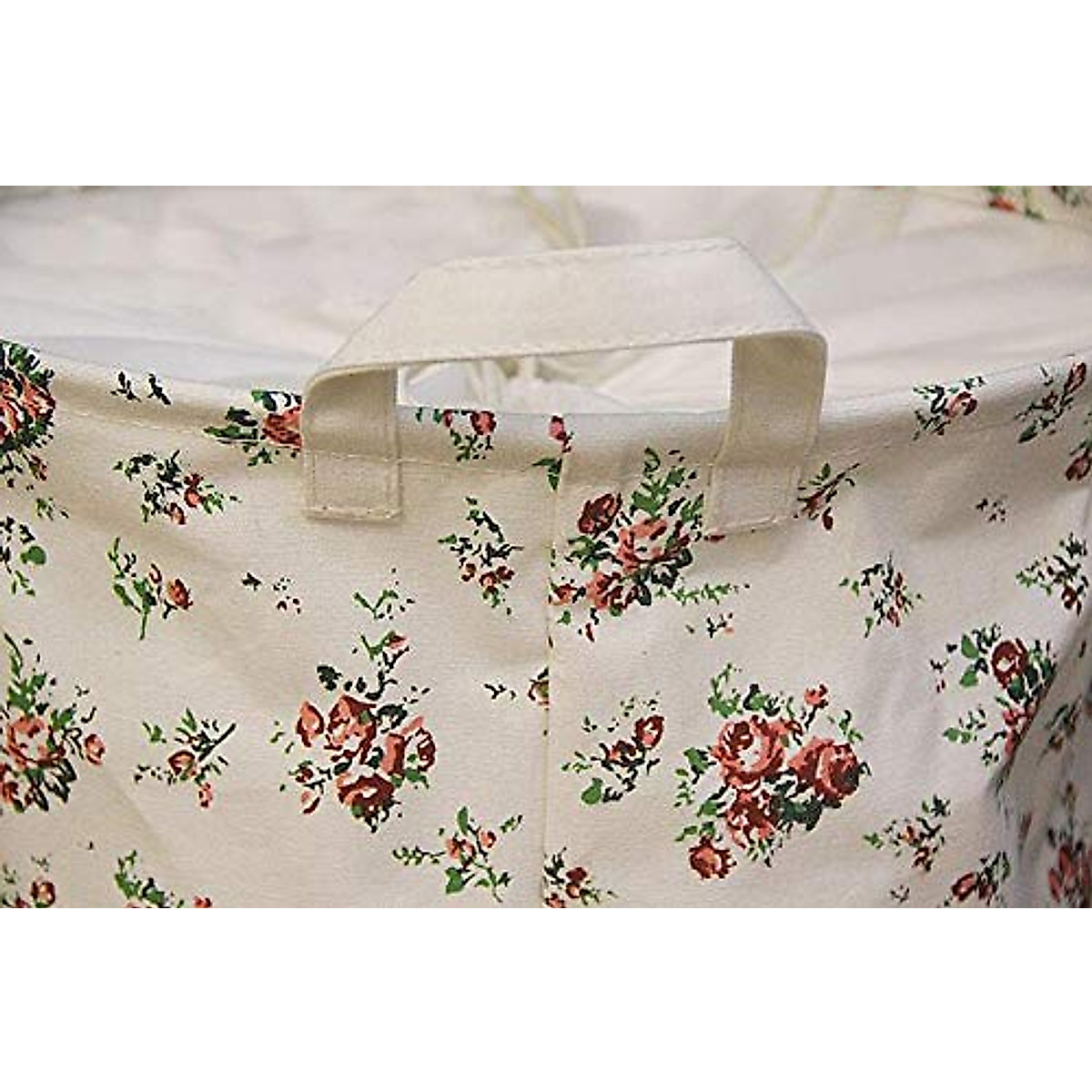 Hflove Large Thick Folding Laundry Basket Waterproof Cotton Storage Basket Floral Laundry Basket