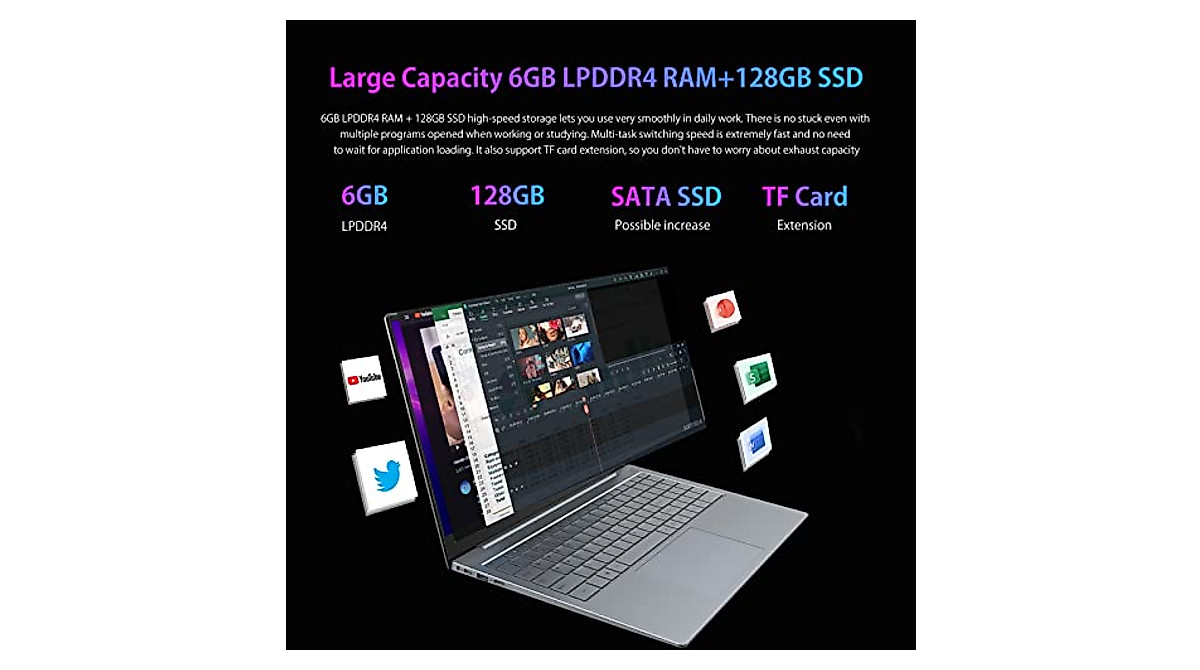 BOCCONI LeadBook T6 Laptop - 15.6" Full HD, Portable & Fast