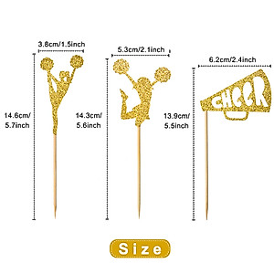 36 Pieces Cheerleader Cupcake Toppers Glitter Cheerleading Gymnastics Cupcake Picks Cheer Team Cake Decorations Gymnast Girl Toothpicks Cake Decor for Girls Birthday Party Favors Supplies