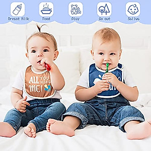 2ooya 7Pcs Cotton Waterproof Baby Bibs Adjustable Hook Loop Closure Infant Bib Unisex Colorful Newborn Babies Food Bibs for Teething Drooling Feeding Eating （6-12 Months）