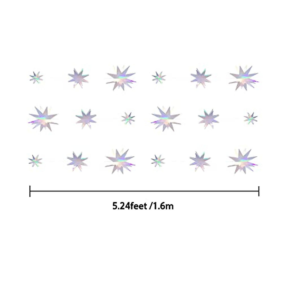 3D Star Disco Iridescent Silver Party Decorations Snowflake Garland, UNIIDECO Groovy Dance Euphoria Prom Party Twinkle Stars Decor, Iradescent Ceiling Hanging Bachelorette Graduation Supplies