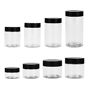 HERMJ 16 pcs Jar Cylinders Clear Cosmetics Ml Empty Face Pills for Mouth Jars Sample Eye Cream Storage Size Powder Bottles Transparent Tea Shadow Container Makeup Home Bottle Black