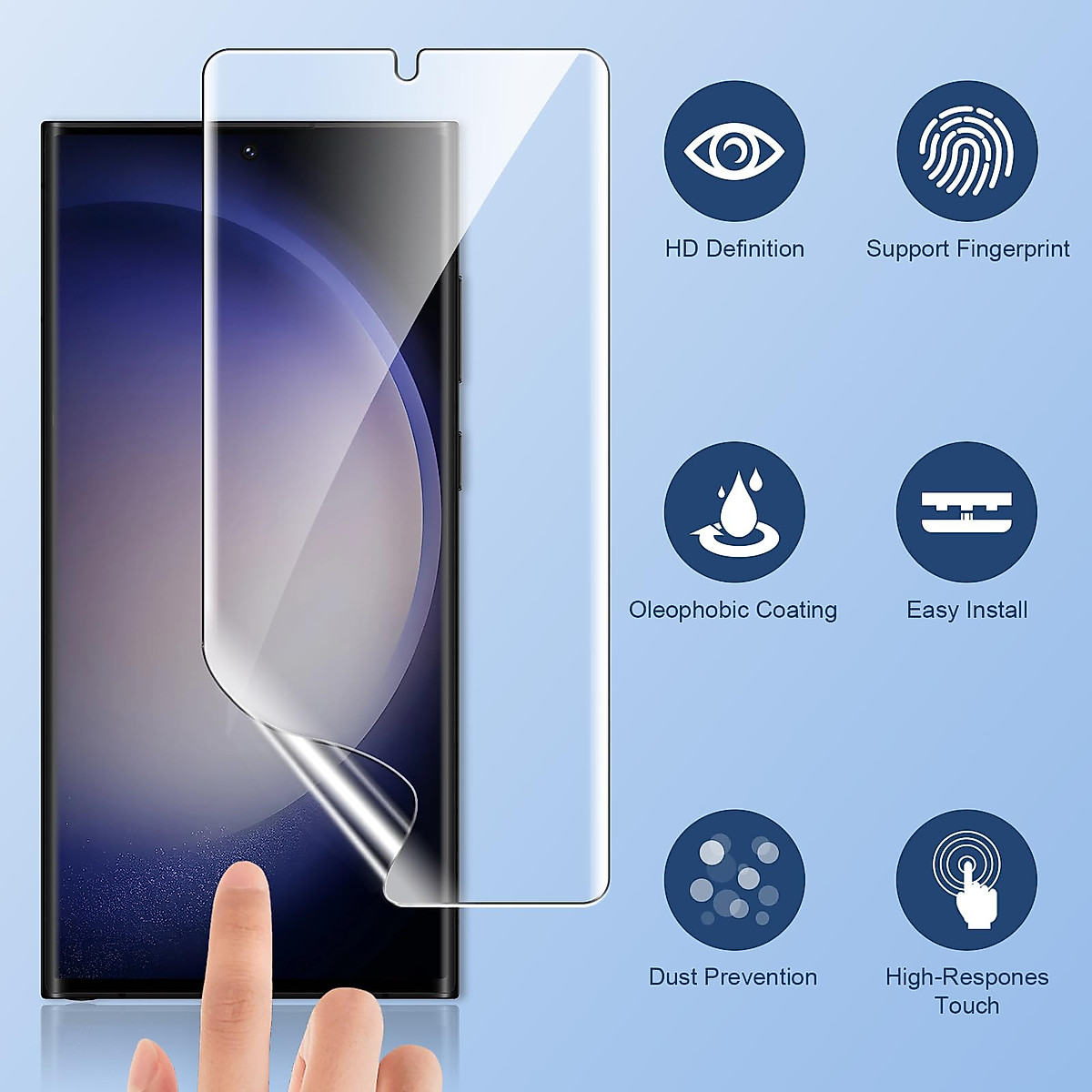 LK 3 Pack for Samsung Galaxy S23 ultra Screen Protector [Not Glass] [Support Fingerprint Unlock] Bubble Free, Touch Sensitive, 3D Curved Max Coverage Screen Protector for Samsung Galaxy S23 Ultra