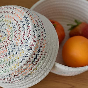 Creahappy Storage Basket Round Woven Baskets 3 Sizes Cotton Nesting Baskets Desktop Storage Basket Decorative Boho Basket for Cosmetics Remote Control Console Sundries(S, M, L)