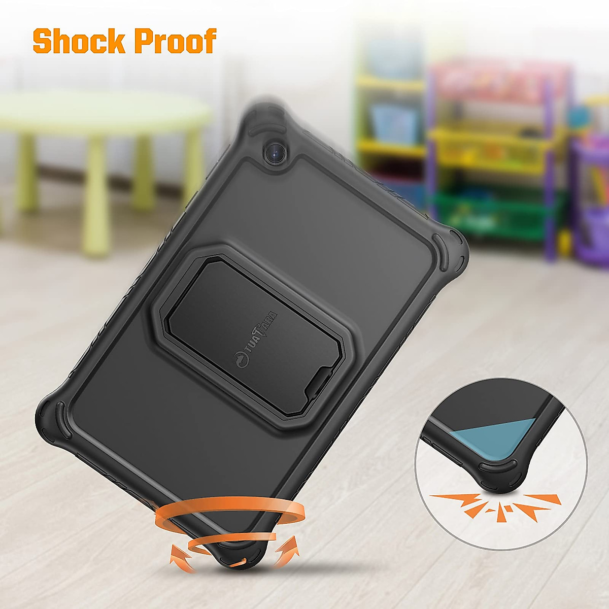 Fintie Case for for Alcatel Joy Tab 2 Tablet 8-inch 2020 Release (Model: 9032Z) - [Built-in Kickstand] Anti Slip Kids Friendly Shockproof Silicone Protective Cover (Black)