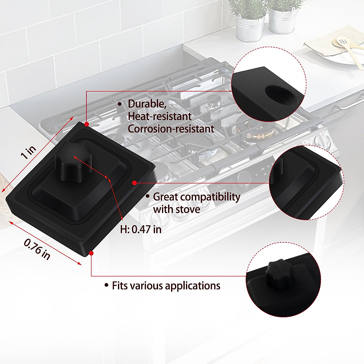 826885 Grate Rubber Feet Replacement for Wolf Range Stove Parts CG Series Gas Cooktop Grate Rubber Feet Wolf Range Grate Rubber Foot Stove Top Protector Burner Grate Pad replacement kit 4Pcs