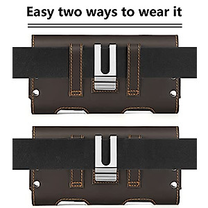 Gcepls Leather Phone Holster for iPhone 15 Pro Max,14 Pro Max,Galaxy S23 Ultra,S22 Ultra,Premium Genuine Leather Cell Phone Holster with Belt Clip,Phone Belt Holder Pouch Cover Case(Fits Thin Case on)