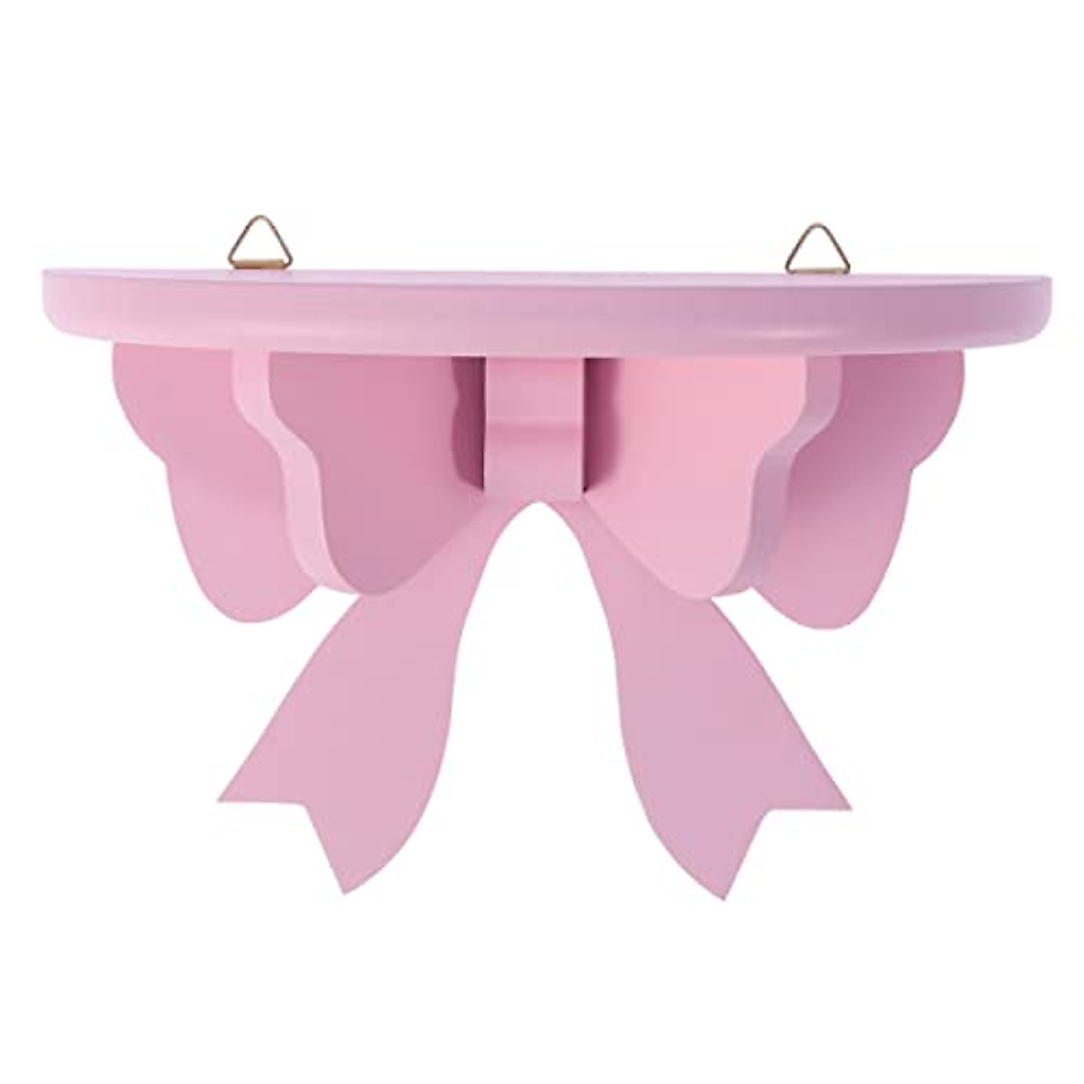 Operitacx Princess Bow Shelf Wood Floating Shelves Bowknot Shaped Wall Shelves Flower Pot Wall Rack Planter Display Holder for Bedroom Nursery Living Room Wall Decor Semi Circle Wall Shelf