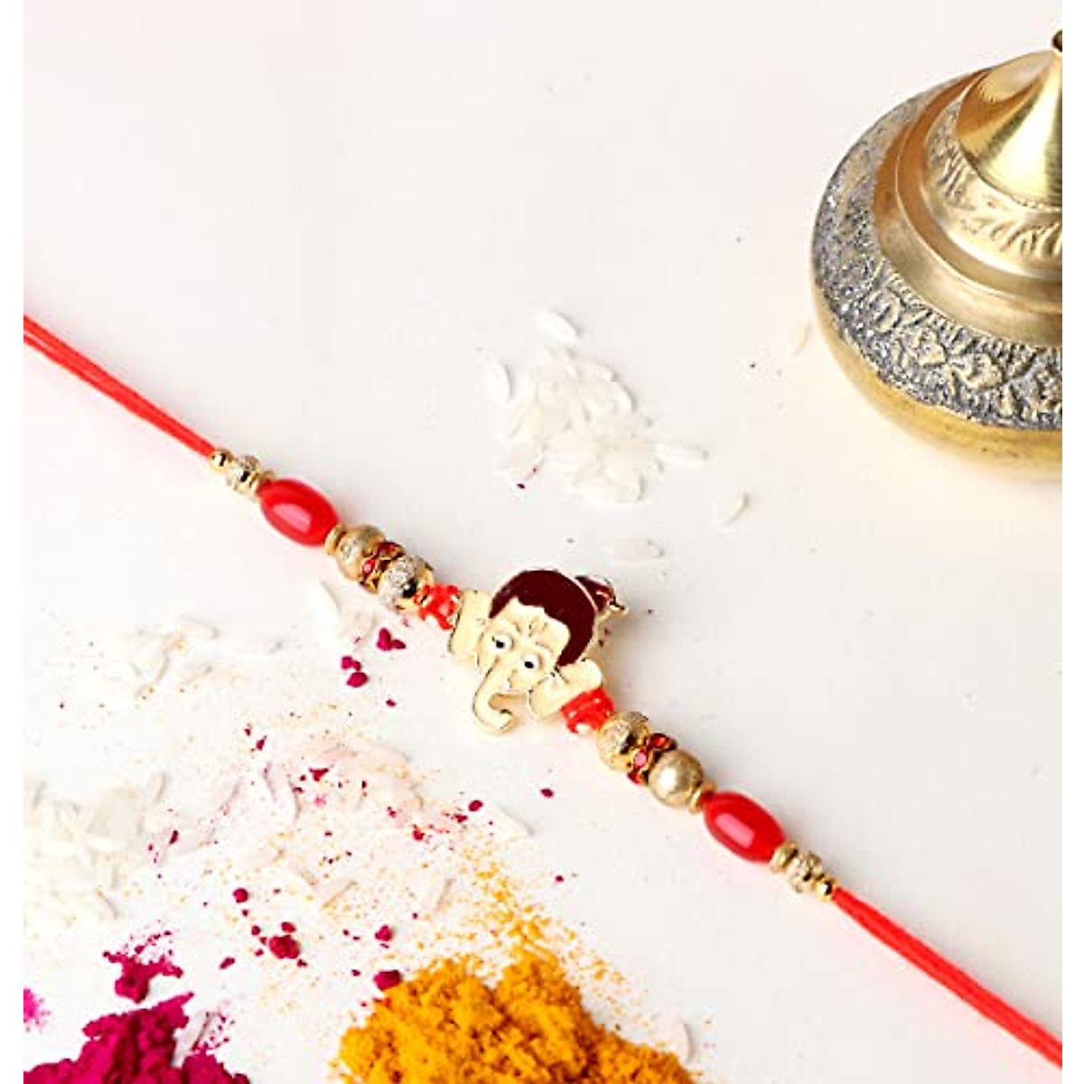 spelerio Rakhi for Brother Bhai Men Small Bro Rakshabandhan Thread Ganesha Rakhis for Raksha Bandhan Pack of 2 - AE82