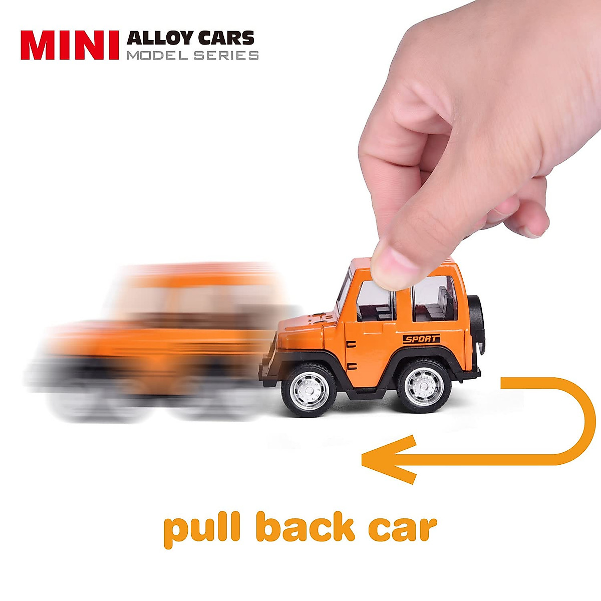 FUN LITTLE TOYS 1:48 Die Cast Metal Toy Cars for Toddles, Pull Back Cars Toys for 1 Year Old Boy, 2 Year Old Boy Birthday Gift, Wind Up Cars Toddler Toys Age 1-2, 8PCS