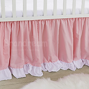 Brandream Nursery Bedding Ruffle Girls Crib Bedding Set Pink White Diamond Blanket, Fitted Sheet, Jade Pink Skirt, 3 Piece